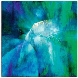 Artland Leinwandbild &raquo;Abstrakte Komposition in t&uuml;rkis&laquo; Gegenstandslos 1 Stk. tlg. auf Holzrahmen gespannt blau B/H/T: 50cm x 50cm, Leinwandbild Gegenstandslos