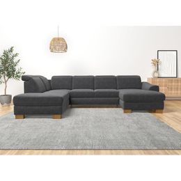 Home Affaire Wohnlandschaft &raquo;Dundee U-Form&laquo; wahlweise mit Kopfteilverstellung und zus&auml;tzlich mit Schlaffunktion grau Flachgewebe (100% Polyester) B/H/