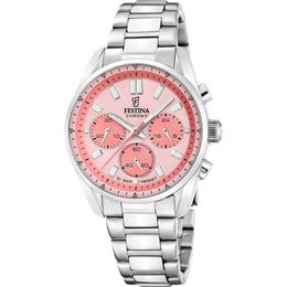 Festina Unisex Chronograph &raquo;Boyfriend Collection&laquo; Quarzuhr, Armbanduhr, Damenuhr, Herrenuhr, Edelstahlarmband, analog rosa Einheitsgr&ouml;&szlig;e