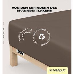 Schlafgut Spannbettlaken &raquo;EASY Jersey Elasthan Boxspring&laquo; MADE IN GREEN by OEKO-TEX beige Jersey, Obermaterial: 95% Baumwolle, 5% Elasthan 1 Stk., Jersey, 180-