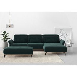 Home Affaire Ecksofa &raquo;Fjord L-Form&laquo; massiv, wahlweise mit Armlehnfunktion, Kopf- Sitztiefenverstellung gr&uuml;n 100% Polyester B/H/T: 324cm x 93cm x 184cm