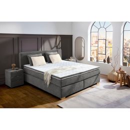 Jockenh&ouml;fer Boxspringbett &raquo;Ronja, inkl. 7-Zonen-TTFK-Matratzen, Kaltschaum-Topper&laquo; inkl. 4 Kissen, 180x200 cm, verschiedene H&auml;rtegrade w&auml;hlbar grau Bezug Bett: 