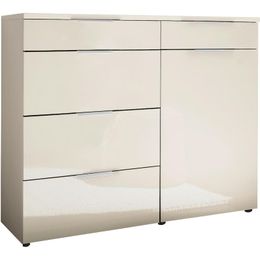 Wiemann Kombikommode &raquo;Como&laquo; vormontiert beige Floatglas, Holzwerkstoff, Metall B/H/T: 100cm x 91,2cm x 43cm, 5 Stk., 1 Stk.