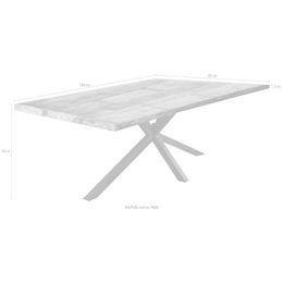 Sit Esstisch &raquo;Riga Altholz Massivholz mit Stern-Gestell & Unikat-Charakter&laquo; Massives Altholz mit markantem Stern-Gestell schwarz B/H/T: 160cm x 76cm x