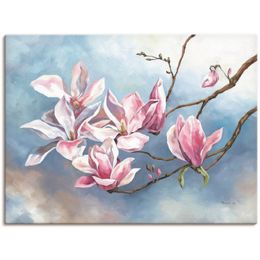 Artland Leinwandbild &raquo;Magnolienzweig&laquo; Blumen 1 Stk. tlg. auf Holzrahmen gespannt pink B/H/T: 60cm x 45cm, Leinwandbild Blumen, 1 Stk.