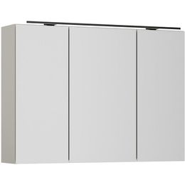 Nobilia Spiegelschrank &raquo;Prina&laquo; inkl. Beleuchtung mit Dimmerfunktion Steingrau, B/H/T: 100cm x 72cm x 72cm, T&uuml;ren: 3 Stk.