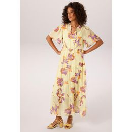 Aniston Casual Damen Aniston CASUAL Sommerkleid mit grafischen Bl&auml;ttern bedruckt bunt 38, N-Gr