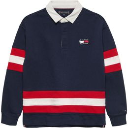 Tommy Hilfiger Jungen Langarm-Poloshirt &raquo;HILFIGER GRAPHIC RUGBY POLO LS&laquo; Kinder bis 16 Jahre, R&uuml;ckenprint, Kontrastdetails blau 16 (176)
