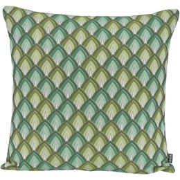 HOCK Dekokissen &raquo;Marta&laquo; Sofakissen inkl. F&uuml;llung, 50x50cm, Dekokissen, F&auml;cher-Muster gr&uuml;n Obermaterial: 100% Polyester. F&uuml;llung: 100% Polyester B/L: 50cm x