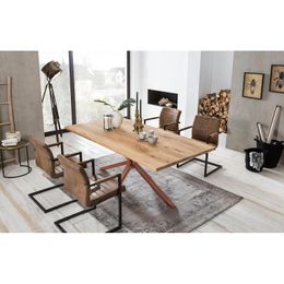 Sit Esstisch &raquo;Dakar Wildeiche natur mit Stern-Gestell aus Metall, Massivholz&laquo; Markantes Stern-Gestell trifft auf massive Wildeiche beige B/H/T: 200cm 