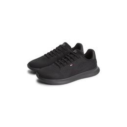 Tommy Hilfiger Herren Sneaker &raquo;LIGHTWEIGHT RUNNER KNIT&laquo; Freizeitschuh, Halbschuh, Schn&uuml;rschuh mit seitlicher Logo-Flagg schwarz 42