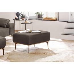 W.Schillig Polsterhocker &raquo;run&laquo; mit Holzsockel, F&uuml;&szlig;e in Bronze pulverbeschichtet, Breite 75 cm braun Flachgewebe W82 Q2 (74% Polyacryl, 26% Polyester) 