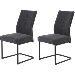 Hela Esszimmerstuhl &raquo;Dagmar&laquo; (Set) 2 Stk.Schwingstuhl mit bequemer Federkern Polsterung, Cord Bezug grau Metall, Stoff B/H/T: 50cm x 65cm, 2 Stk., 