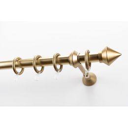 Garesa Gardinenstange &raquo;Palmi&laquo; &Oslash; 28 mm 1 l&auml;ufig-l&auml;ufig Wunschma&szlig;l&auml;nge Vorhanggarnitur, Kunststoff, verl&auml;ngerbar, mit Ringe/2 Lauf Gleiter gold 