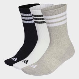 Damen Funktionssocken "3-STREIFEN, KN&Ouml;CHELLANG, MIT POLSTERUNG, 3ER-PACK", adidas Performance, Gr. S, schwarz-wei&szlig;, Obermaterial: 59% Baumwolle, 37%