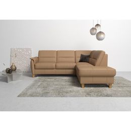 Home Affaire Ecksofa &raquo;Palmera L-Form, B: 236 cm&laquo; optional Schlaffunktion & Bettkasten, Federkern braun Luxus-Microfaser (100% Polyester);Struktur (100