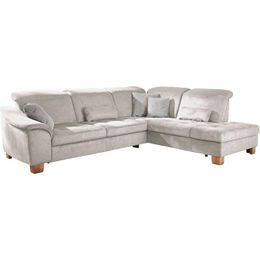 Die PlanBar Ecksofa &raquo;PP-LA23145 L-Form&laquo; inkl. Kopfpolsterverstellung, Federkernpolsterung grau 100% recyceltes Polyester B/H/T: 299cm x 88cm x 243cm, 