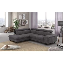 COTTA Ecksofa &raquo;Emma L-Form, B: 262 cm&laquo; mit Kopfteilverstellung, optional Schlaffunktion & Bettkasten grau B/H/T: 262cm x 97cm x 215cm, Struktur weich,