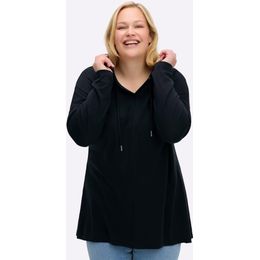 sheego Damen Sweatshirt, blau, Gr. 52, unifarben, 50% Baumwolle, 50% Modal, Sweatshirts