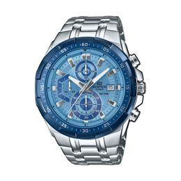 CASIO EDIFICE Herren CASIO EDIFICE Chronograph Quarzuhr, Armbanduhr, Herrenuhr, Edelstahlarmband, analog, Tag blau Einheitsgr&ouml;&szlig;e