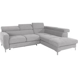 COTTA Ecksofa &raquo;Sammy L-Form&laquo; mit Kopfteilverstellung, wahlweise mit Schlaffunktion & Bettkasten grau Struktur (100% Polyester );Chenille (90% 