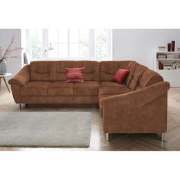 Sit & More sit&more Ecksofa &raquo;Salsa L-Form&laquo; mit Federkern, wahlweise mit Schlaffunktion braun Bedruckte Microfaser (100% Polyester);Luxus-Microfaser ALTARA NUBUCK