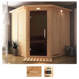Karibu Sauna &raquo;Jarin&laquo; Set, ohne Ofen beige ohne Ofen, (ohne Ofen)