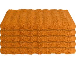 Schiesser Gaestehandtuecher &raquo;Neapel aus 100% Baumwolle mit eleganter Hoch-Tief-Optik&laquo; OEKO-TEX MADE IN GREEN orange Frottier, Baumwolle B/L: 30cmx50cm, 5 Stk., 
