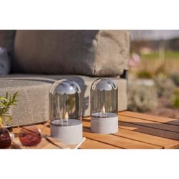 Brilliant LED Tischleuchte &raquo;Illusion mit Batterie (exkl.)&laquo; LED-Modul 2 Stk. LED-Kerzen Tischleuchten 2er-Set, 16x8 cm, Rauchglas, 2500 K, grau &Oslash; 8cm H: 15,5cm, 