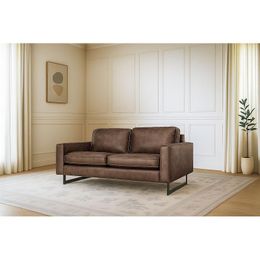 OTTO home 2-Sitzer &raquo;Pinto, 166 cm, Cord, Chenille, Lederoptik&laquo; mit Keder, schwarze Metallf&uuml;&szlig;e, Wellenunterfederung braun Luxus-Microfaser (100% 