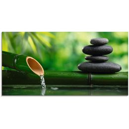 Artland Glasbild &raquo;Bambusbrunnen und Zen-Stein&laquo; Zen 1 Stk. tlg. in verschiedenen Gr&ouml;&szlig;en gr&uuml;n B/H/T: 60cm x 30cm, Glasbild Zen, 1 Stk.