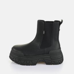 Buffalo Damen Chelseaboots &raquo;FUSION&laquo; Plateauboots, Stiefelette mit seitlichen Stretcheins&auml;tzen schwarz 37