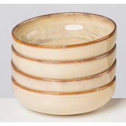 gipfelst&uuml;ck M&uuml;slischale &raquo;Nebelwald&laquo; 4 Stk. aus Steinzeug Scandi-Style, gl&auml;nzende Reaktivglasur, jedes St&uuml;ck ein Unikat beige Steinzeug &Oslash; 16cm