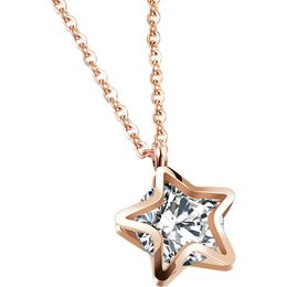 Firetti Damen Kette mit Anh&auml;nger &raquo;Schmuck Geschenk Edelstahl Halsschmuck Halskette Ankerkette Stern&laquo; mit Zirkonia (synth.) rosa Edelstahl, L: 48
