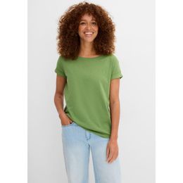 bonprix Damen bonprix T-Shirt &raquo;Boxy-Shirt&laquo; 1 lockere, figurumspielende Passform, Kurzarm, Rundhalsausschnitt gr&uuml;n 40/42 (M)