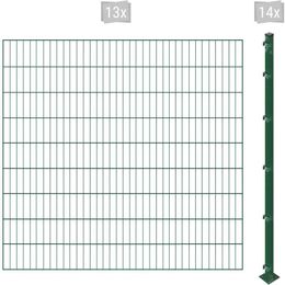 Arvotec Einstabmattenzaun &raquo;ESSENTIAL 180 zum Einbetonieren&laquo; Zaunh&ouml;he 180 cm, Zaunl&auml;nge 2 - 60 m gr&uuml;n Kunststoff, Stahl H/L: 180cm x 26m, Pfosten: 14 Stk.