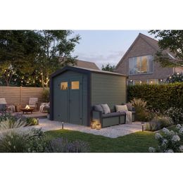 Weka Gartenhaus &raquo;Killarney&laquo; Doppelt&uuml;r, 1/4 verglast, inkl. Sitztruhe gr&uuml;n Massivholz ohne Fu&szlig;boden, ohne Dacheindeckung