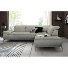 OTTO home Ecksofa &raquo;Caluna&laquo; Inkl.Sitztiefenverstellung, wahlweise mit Kopf- und Armteilverstellung grau Luxus-Microfaser Vintageoptik (100% Polyester);