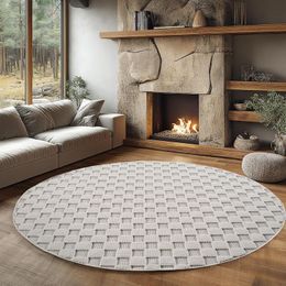Ayyildiz Teppiche Teppich &raquo;HELIX 2203 , auch als L&auml;ufer und Rund erh&auml;ltlich&laquo; rund 7 mm H&ouml;he 3D-Effekt durch Cut-Loop-Webtechnik, Woll-Optik, Boucl&eacute;, Wohnzimmer beige &Oslash; 