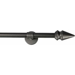 Garesa Gardinenstange &raquo;SPYRNA&laquo; &Oslash; 16 mm 1 l&auml;ufig-l&auml;ufig Wunschma&szlig;l&auml;nge Vorhanggarnitur, verl&auml;ngerbar, Spitze, ohne Ringe grau Holzwerkstoff, Metall B/L