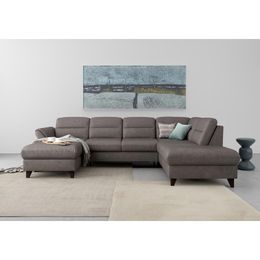 Sit & More sit&more Wohnlandschaft &raquo;Mellum U-Form&laquo; Federkern, wahlweise mit Schlaffunktion, Stauraum und Armteilfunktion grau 100% Polyester B/H/T: 306cm x 87cm 