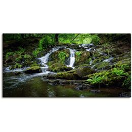 Artland Leinwandbild &raquo;Wasserfall Panorama&laquo; Wasserfallbilder 1 Stk. tlg. auf Holzrahmen gespannt gr&uuml;n Leinwand B/H/T: 40cm x 20cm, Leinwandbild 