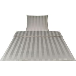 Elegante Bettw&auml;sche &raquo;Noblesse&laquo; 2 Stk. im modernen Streifendesign silber Mako-Satin, Obermaterial: 100% Baumwolle B/L: 135cm x 200cm, 1 Stk., 1 Stk., Mako-Satin