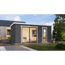 Nordic Holz Gartenhaus &raquo;AUSTIN 7&laquo; grau Massivholz Fu&szlig;boden im Gartenhaus, ohne Dacheindeckung