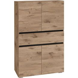 Home Affaire Midischrank &raquo;Wisla&laquo; mit 4 T&uuml;ren & 1 Schublade, Breite 76 cm, H&ouml;he 130 cm braun Holzwerkstoff Wiking Eiche, B/H/T: 76cm x 130cm x 35cm, 