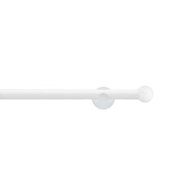 Garesa Gardinenstange &raquo;WHITE&laquo; &Oslash; 20 mm 1 l&auml;ufig-l&auml;ufig Wunschma&szlig;l&auml;nge Vorhanggarnitur, verl&auml;ngerbar, Wandmontage, Endknopf Kugel, mit Ringe wei&szlig; Eisen 