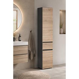 Home Affaire Hochschrank &raquo;Wisla&laquo; H&ouml;he 180 cm, mit T&uuml;ren & Schubkasten grau Holzwerkstoff anthrazit, B/H/T: 38cm x 180cm x 35cm, Schubladen: 1 Stk. 