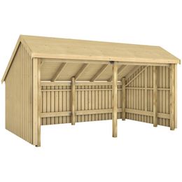Plus Gartenhaus &raquo;Multi&laquo; Gartenhaus 10,5 m&sup2;, 2 Module offen, inkl. Dachpappe/Aluleisten/H-F&uuml;&szlig;e beige Holzwerkstoff Einheitsgr&ouml;&szlig;e