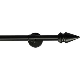 Garesa Gardinenstange &raquo;SPYRNA&laquo; &Oslash; 16 mm 1 l&auml;ufig-l&auml;ufig Wunschma&szlig;l&auml;nge Vorhanggarnitur, verl&auml;ngerbar, Spitze, ohne Ringe schwarz Holzwerkstoff, Metall 