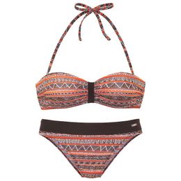 Buffalo Damen Bandeau-Bikini Mit trendigem Streifendruck braun 36, Cup A/B
